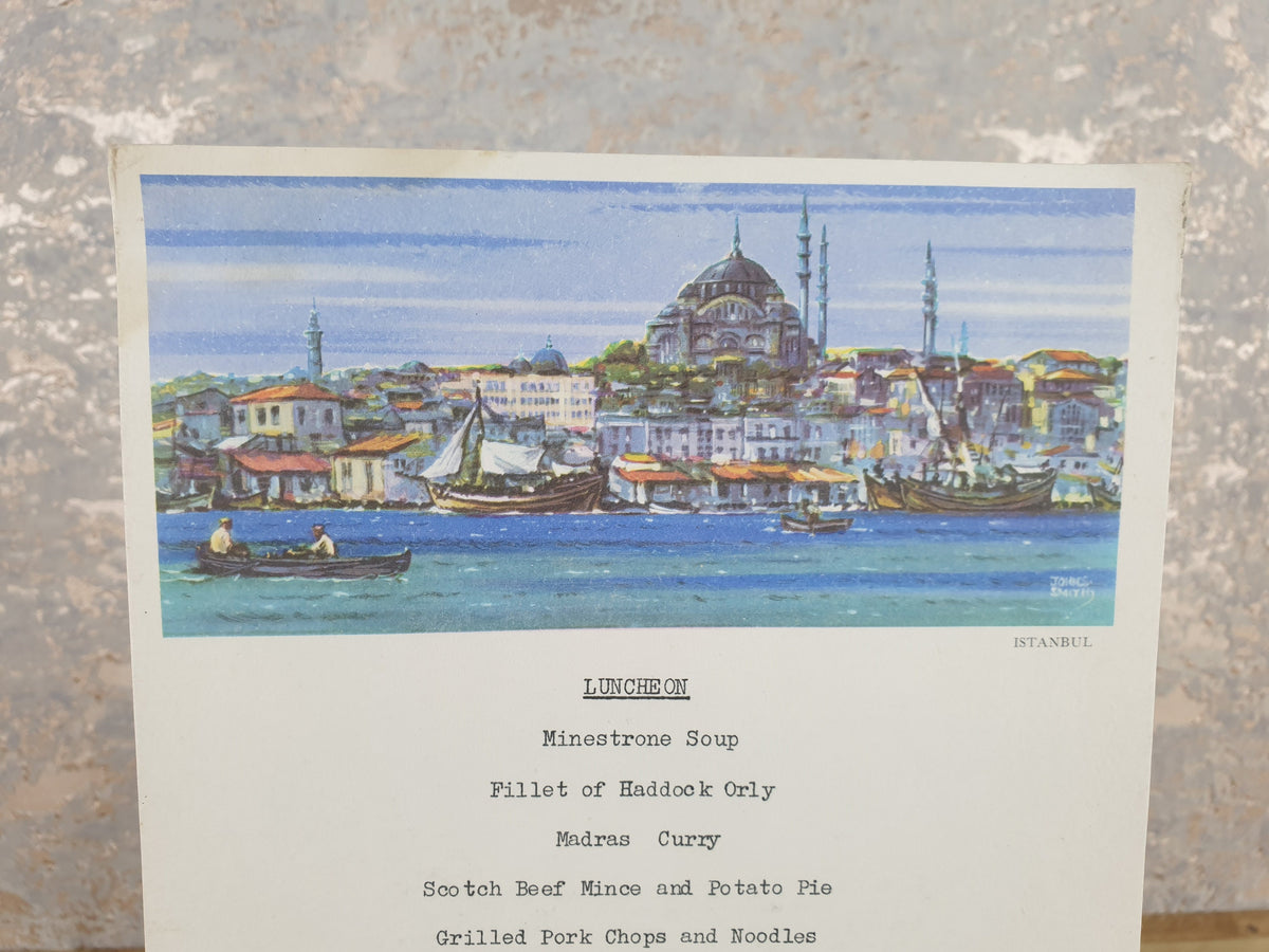 Vintage Hotel B.I Lunch Menu Card From Uganda, Istanbul Scene Theme, D ...