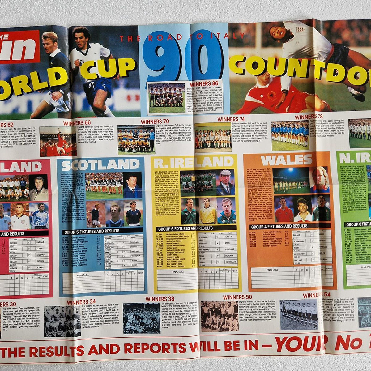 1990 Football World Cup Finals Countdown Wall Chart Planner Vintage Un ...