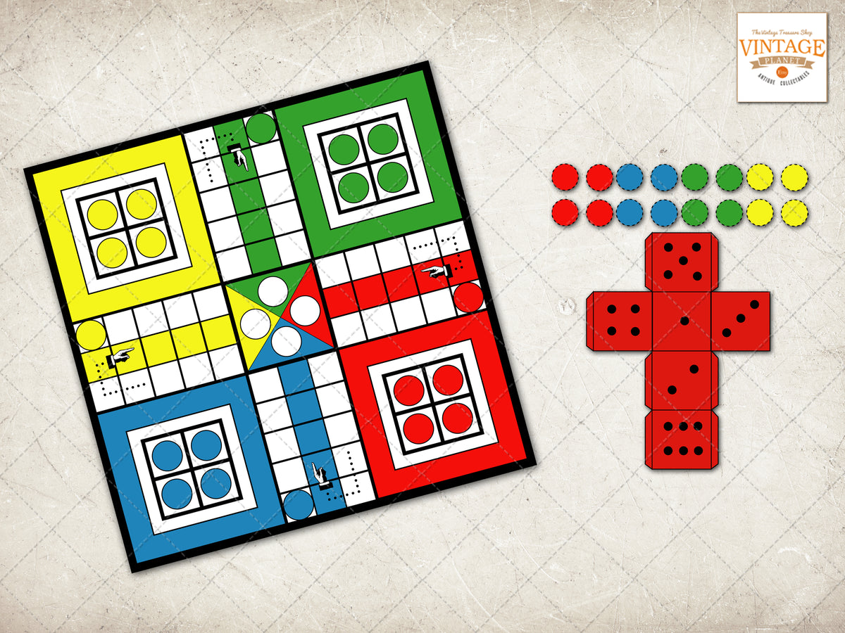 Ludo Board Game Template, Board, Dice and Game Pieces cutout template ...